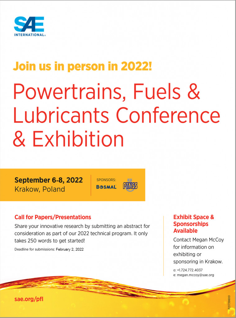 06-08.09.2022 - Kongres SAE Powertrains, Fuels & Lubricants Conference & Exhibition